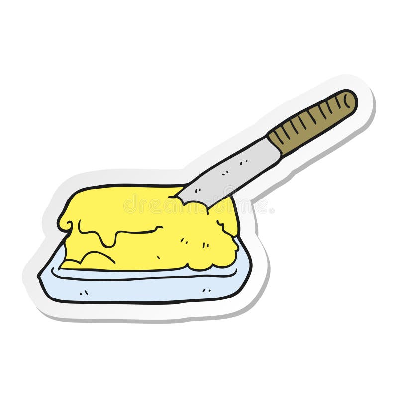 Sticker of a Cartoon Butter Stock Vector - Illustration of cute, quirky ...