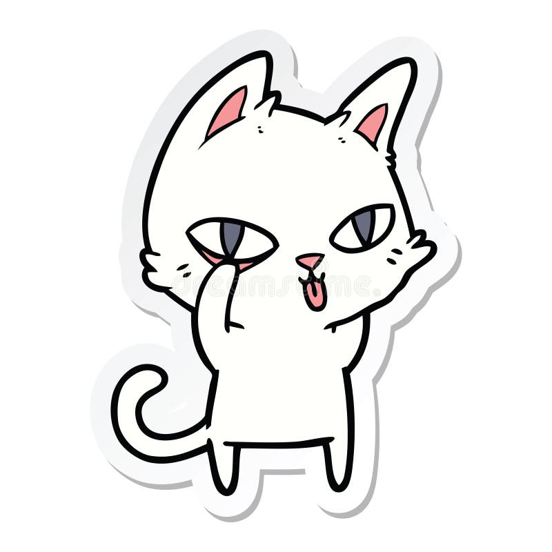 A Creative Sticker of a Cartoon Cat Staring Stock Vector - Illustration ...