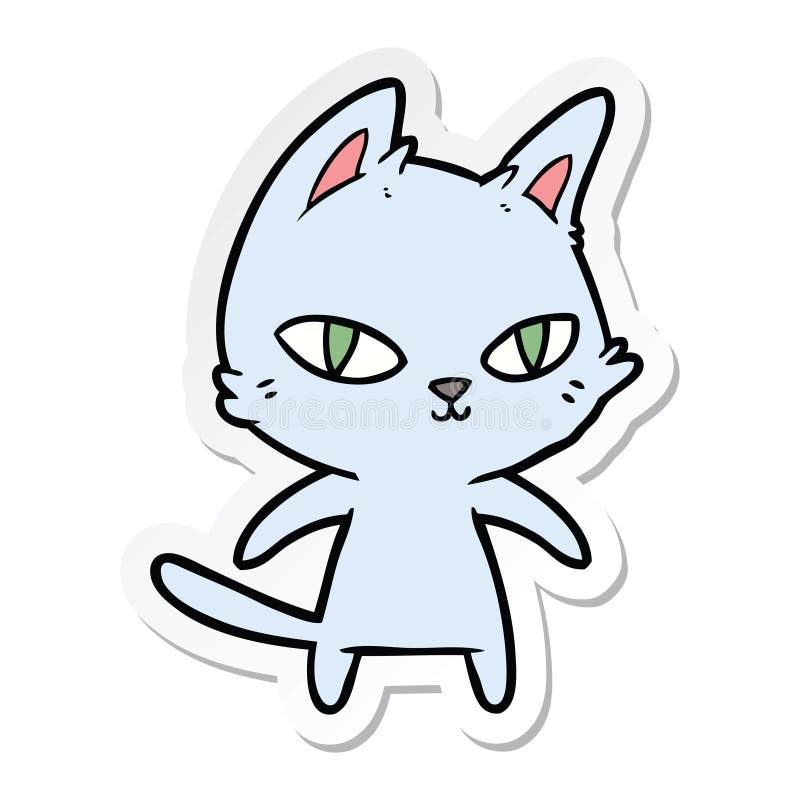 A Creative Sticker of a Cartoon Cat Staring Stock Vector - Illustration ...