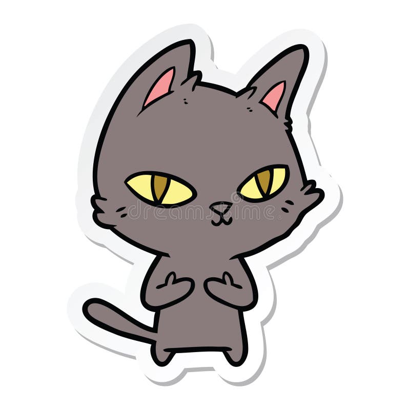 A Creative Sticker of a Cartoon Cat Staring Stock Vector - Illustration ...