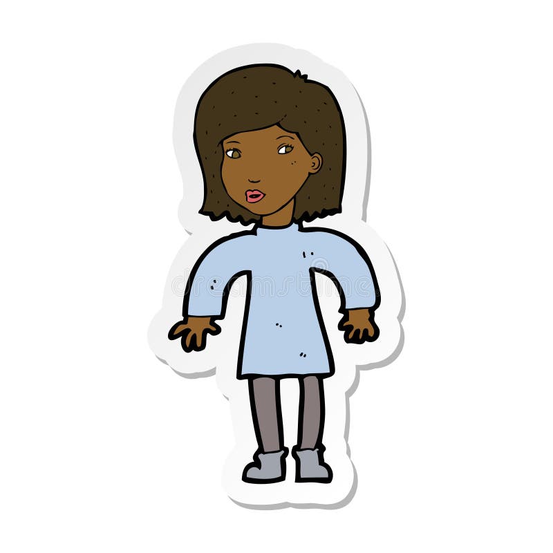 A Creative Sticker Of A Cartoon Cautious Woman Stock Vector ...