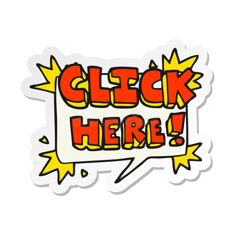 Sticker of a Click Me Cartoon Sign Stock Vector - Illustration of ...