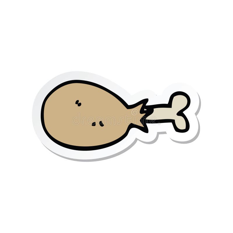 A Creative Sticker of a Cartoon Cooked Chicken Leg Stock Vector ...