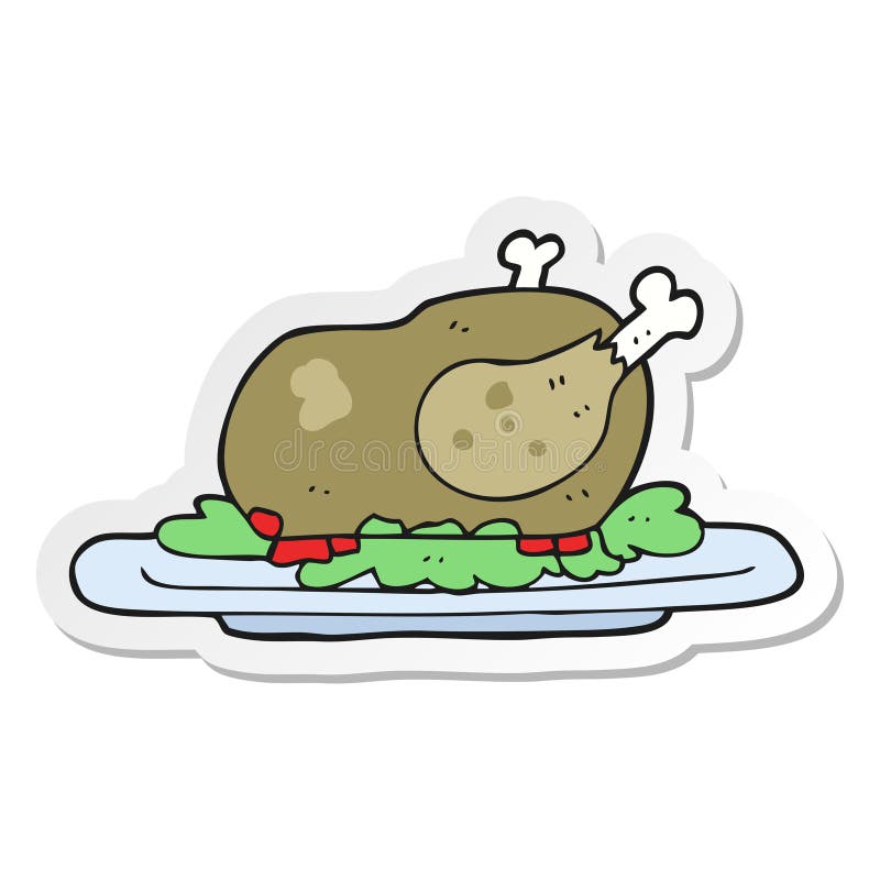 A Creative Sticker of a Cartoon Cooked Turkey Stock Vector ...
