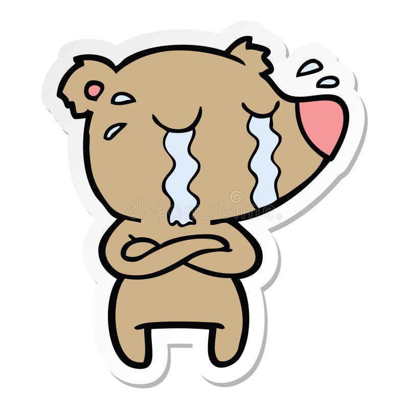 Sticker of a Cartoon Crying Bear Stock Vector - Illustration of icon ...