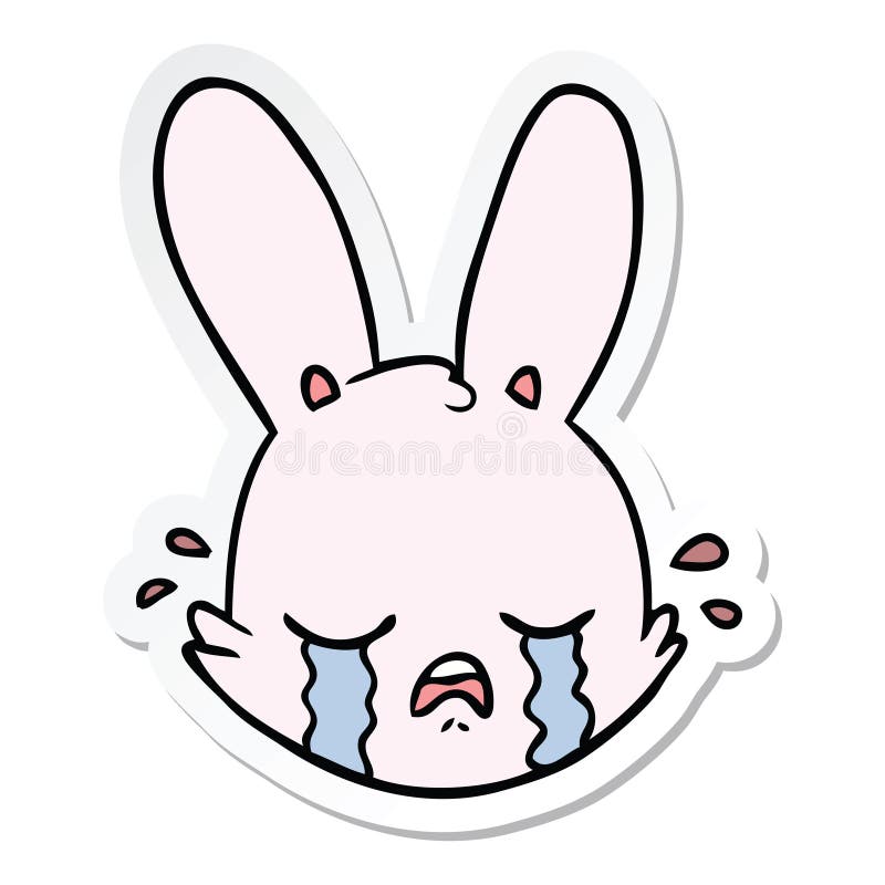 A Creative Sticker of a Cartoon Crying Bunny Face Stock Vector ...