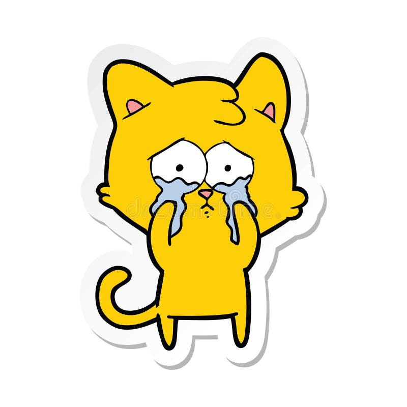 A Creative Sticker of a Cartoon Crying Cat Stock Vector - Illustration ...