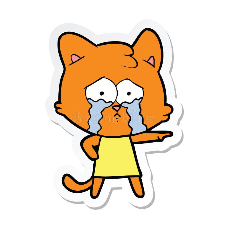 A Creative Sticker of a Cartoon Crying Cat Stock Vector - Illustration ...