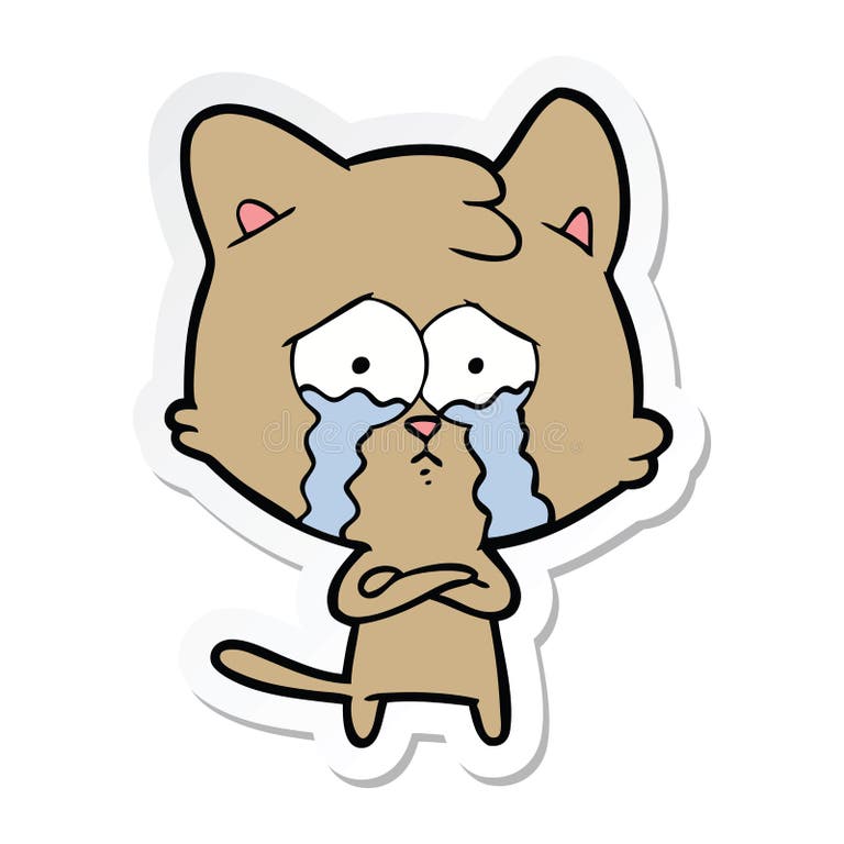 A Creative Sticker of a Cartoon Crying Cat Stock Vector - Illustration ...