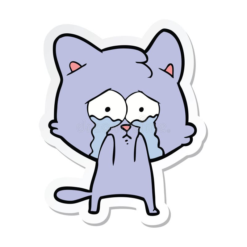 A Creative Sticker of a Cartoon Crying Cat Stock Vector - Illustration ...