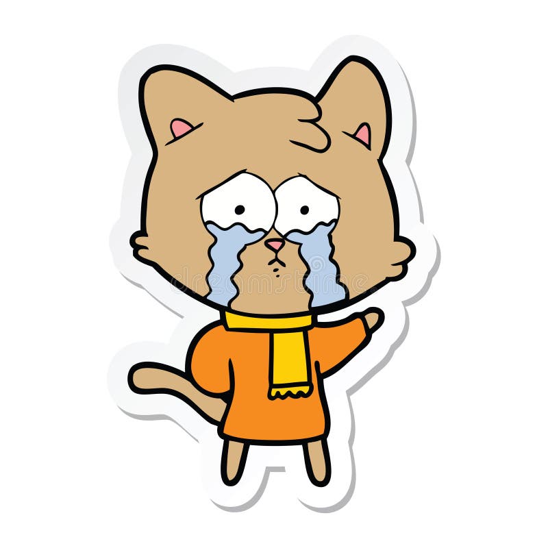 A Creative Sticker of a Cartoon Crying Cat Stock Vector - Illustration ...