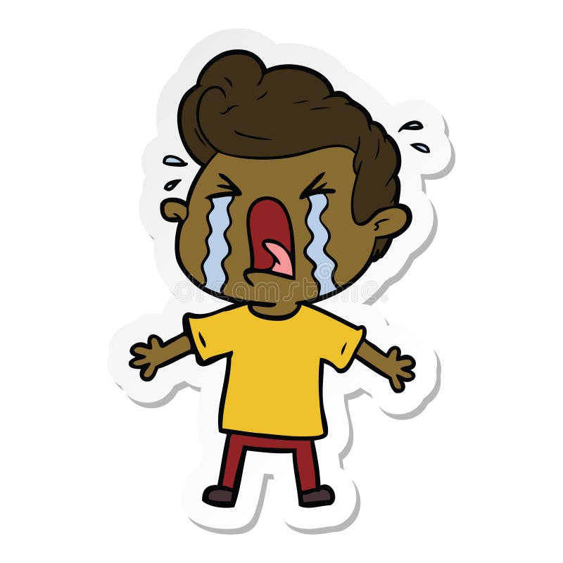 A Creative Sticker of a Cartoon Crying Man Stock Vector - Illustration ...