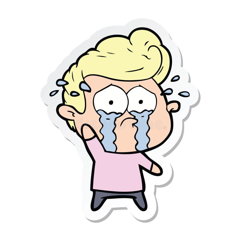 A Creative Sticker of a Cartoon Crying Man Stock Vector - Illustration ...