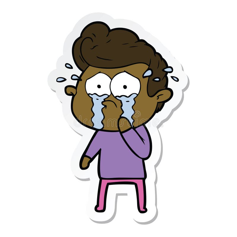 A Creative Sticker of a Cartoon Crying Man Stock Vector - Illustration ...