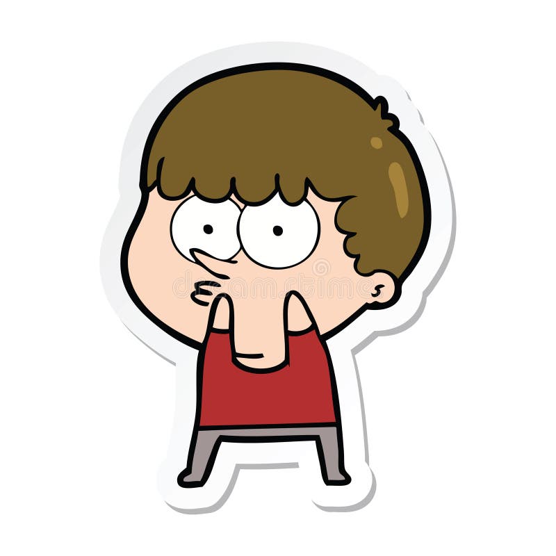 A Creative Sticker of a Cartoon Curious Boy Stock Vector - Illustration ...