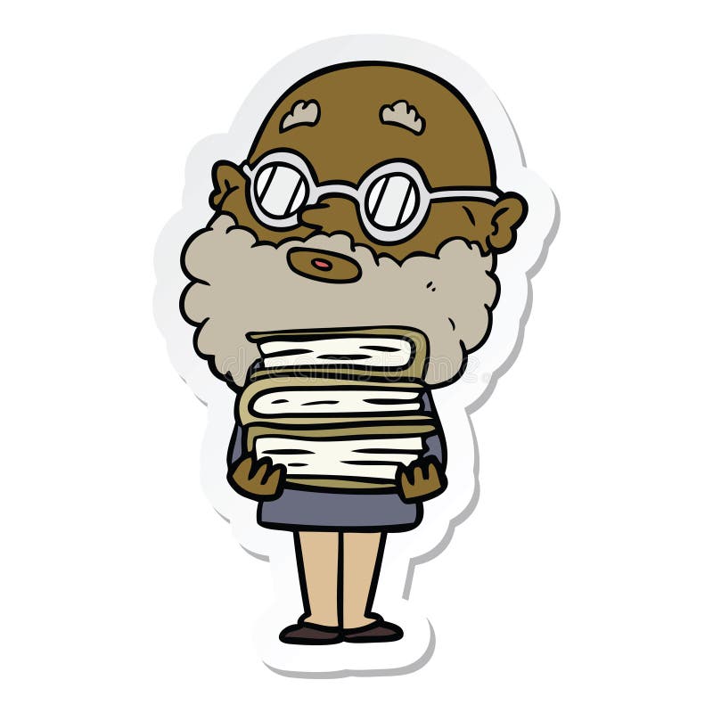 A Creative Sticker of a Cartoon Curious Man with Beard and Glasses ...