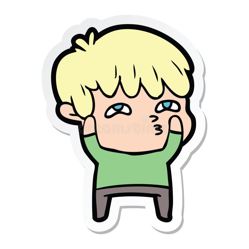 A Creative Sticker of a Cartoon Curious Man Stock Vector - Illustration ...