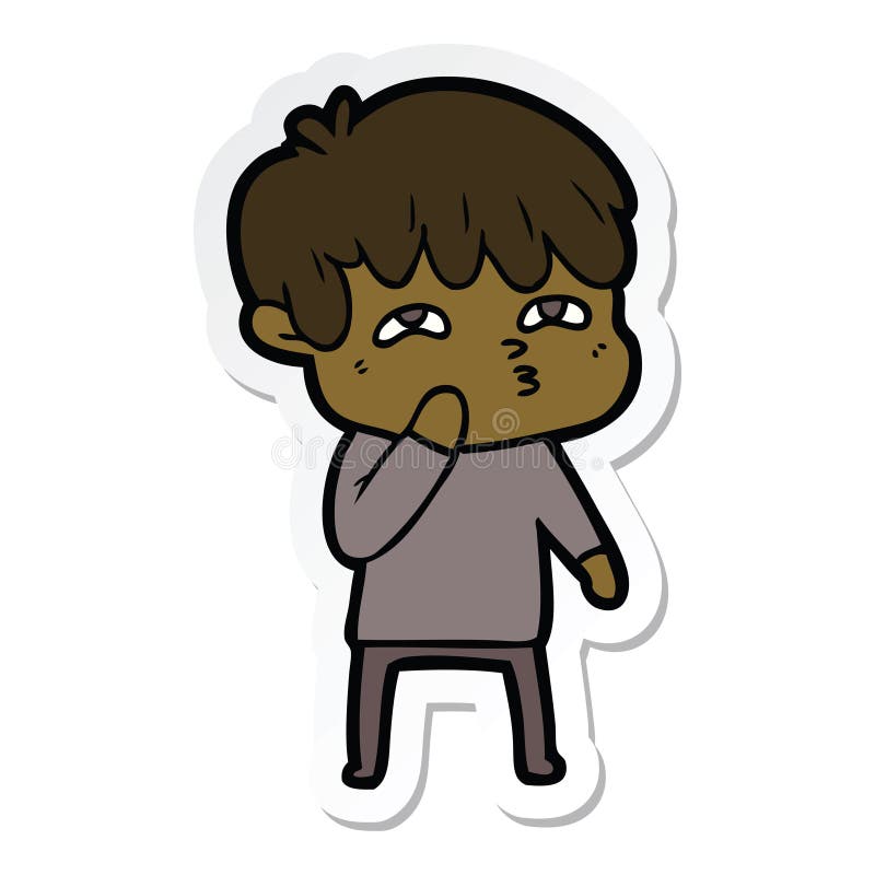 A Creative Sticker of a Cartoon Curious Man Stock Vector - Illustration ...