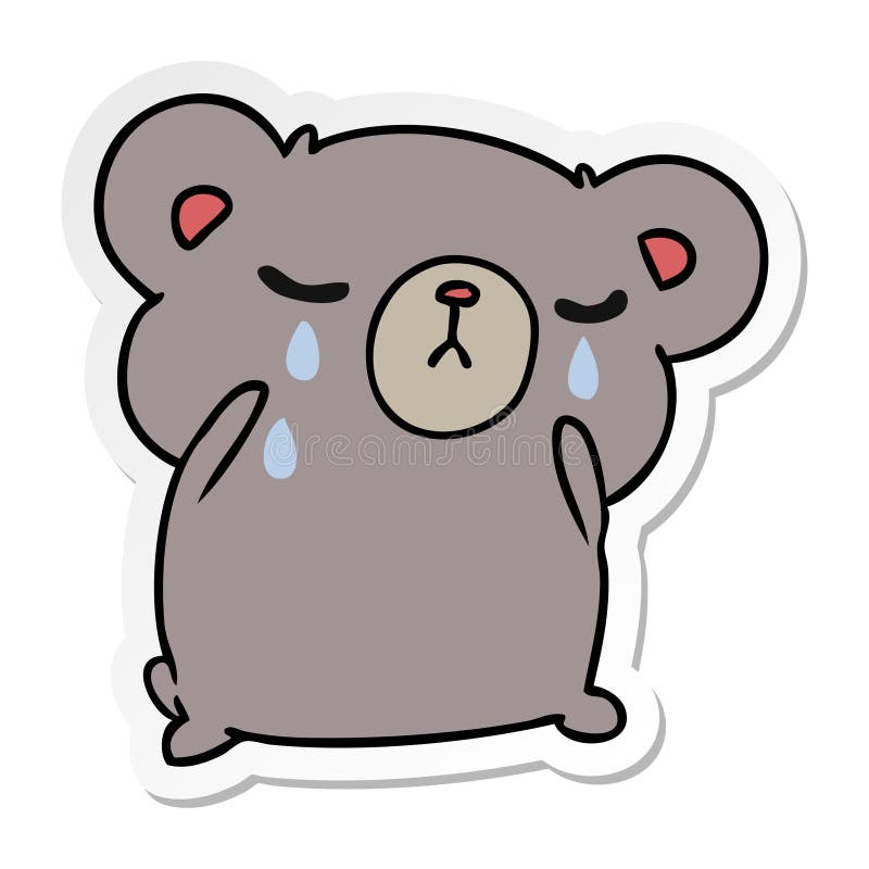 A Creative Sticker Cartoon of a Cute Crying Bear Stock Vector ...