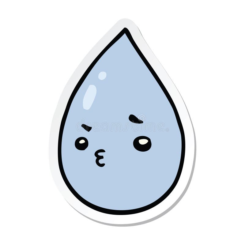 A Creative Sticker of a Cartoon Cute Raindrop Stock Vector ...