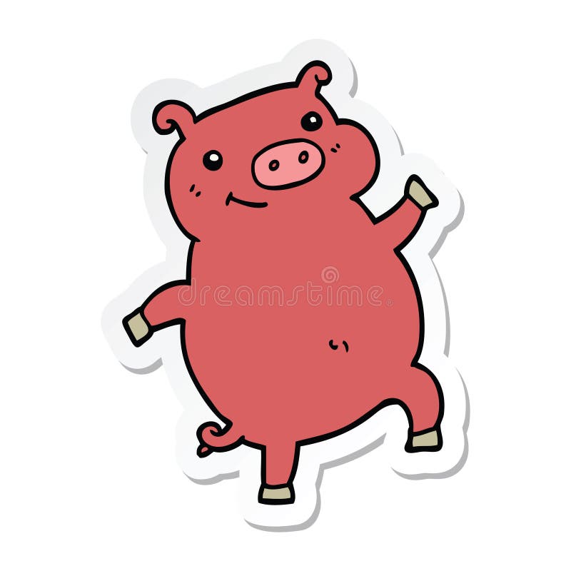 A Creative Sticker of a Cartoon Dancing Pig Stock Vector - Illustration ...