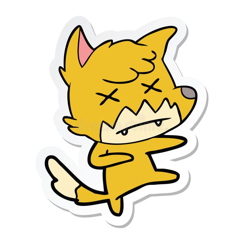 A Creative Sticker of a Cartoon Dead Fox Stock Vector - Illustration of ...
