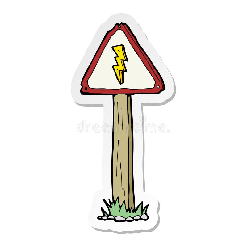 A Creative Sticker of a Cartoon Electrical Warning Sign Stock Vector ...
