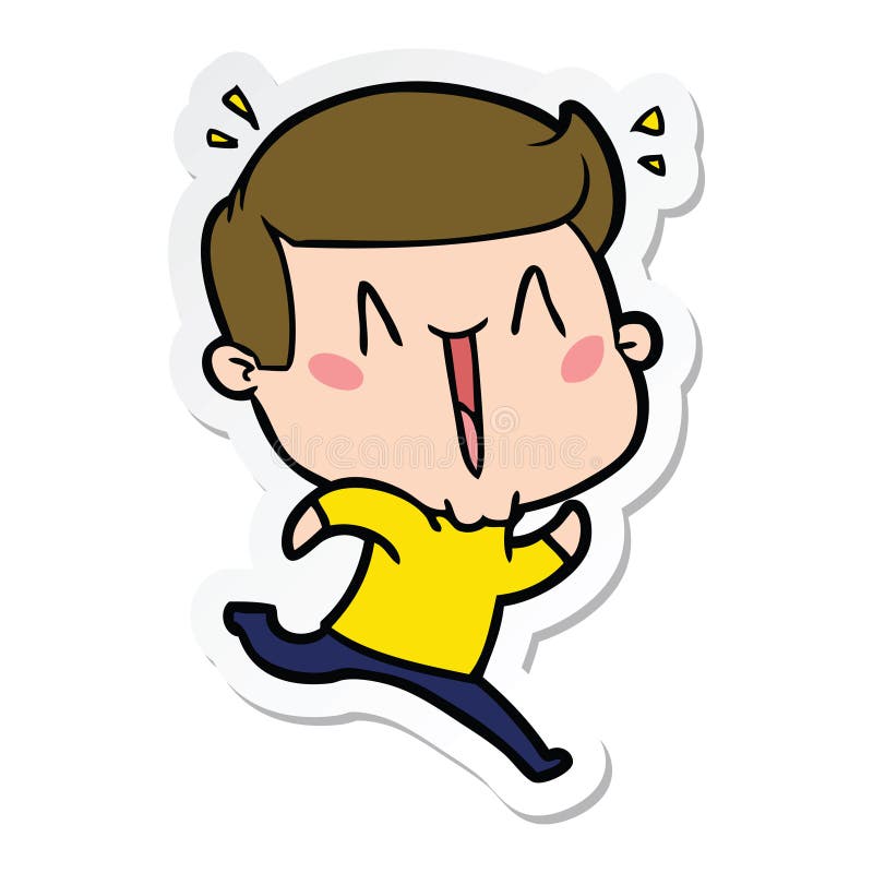 A Creative Sticker of a Cartoon Excited Man Stock Vector - Illustration ...