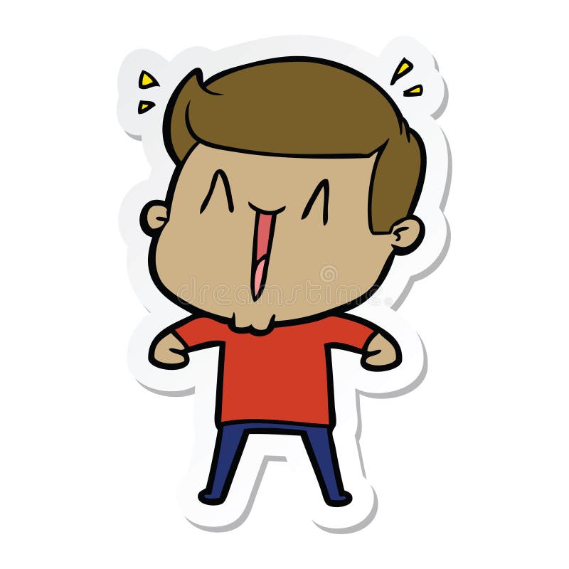A Creative Sticker of a Cartoon Excited Man Stock Vector - Illustration ...