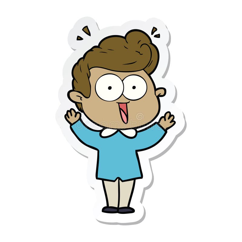 A Creative Sticker of a Cartoon Excited Man Stock Vector - Illustration ...