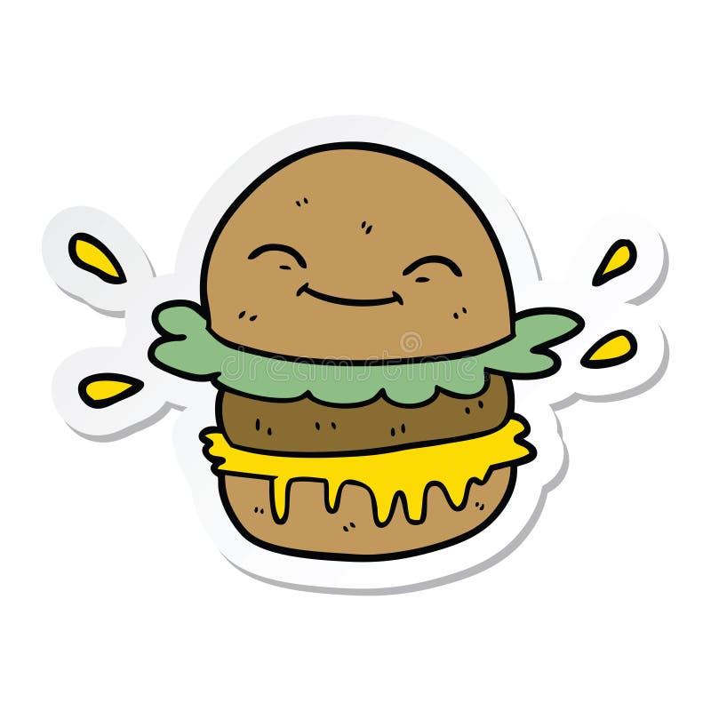 A Creative Sticker of a Cartoon Fast Food Burger Stock Vector ...
