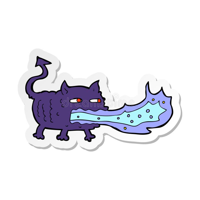 A Creative Sticker of a Cartoon Fire Breathing Imp Stock Vector ...