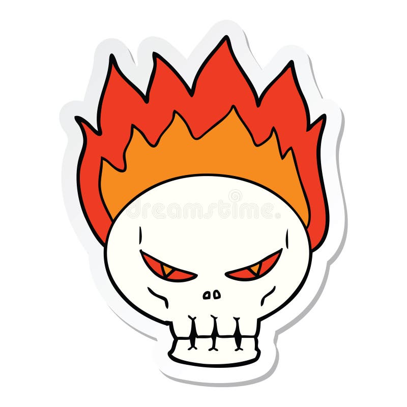 Flaming Skull Retro Cartoon Character Stock Vector - Illustration of ...