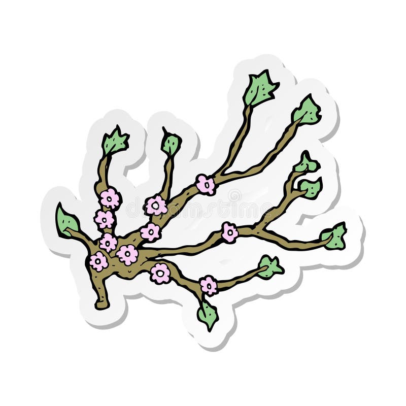 A Creative Sticker of a Cartoon Flowering Branch Stock Vector ...