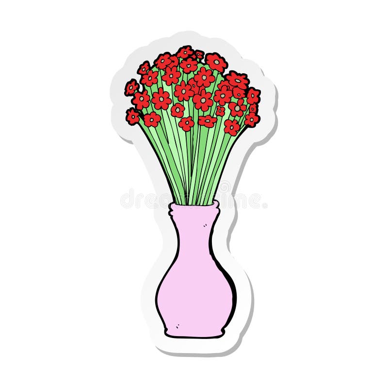 A Creative Sticker of a Cartoon Flowers in Pot Stock Vector ...