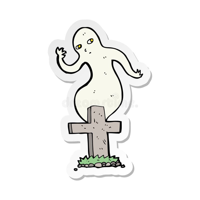 A Creative Sticker of a Cartoon Ghost Rising from Grave Stock Vector ...