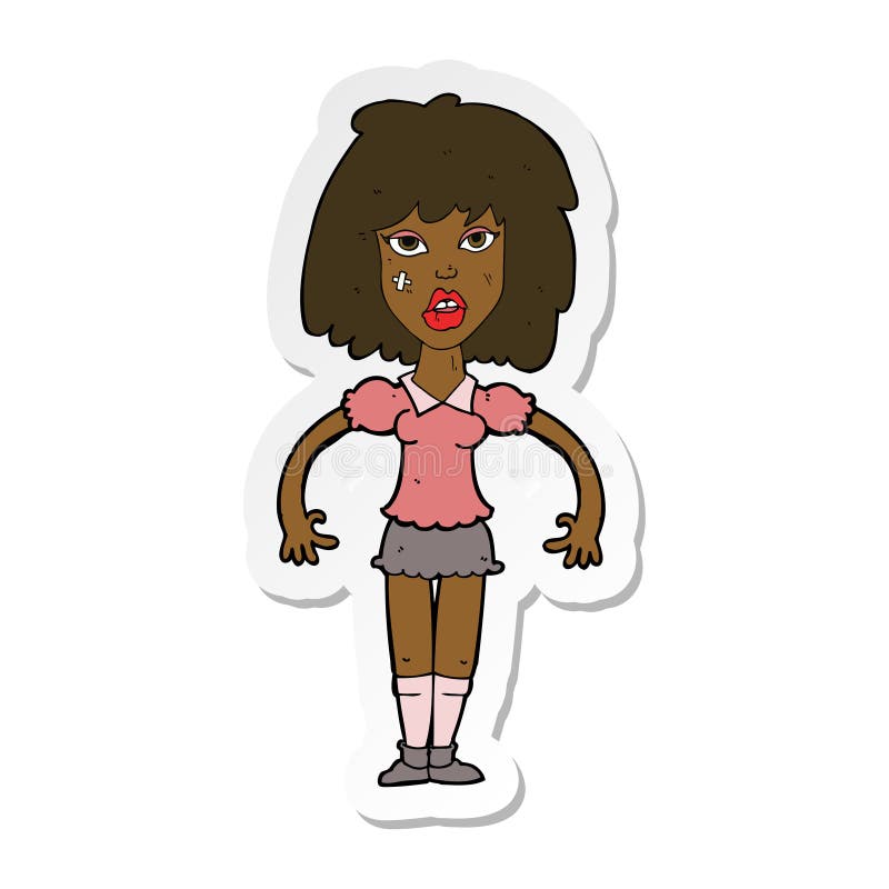 A Creative Sticker of a Cartoon Girl Fight Stock Vector - Illustration ...