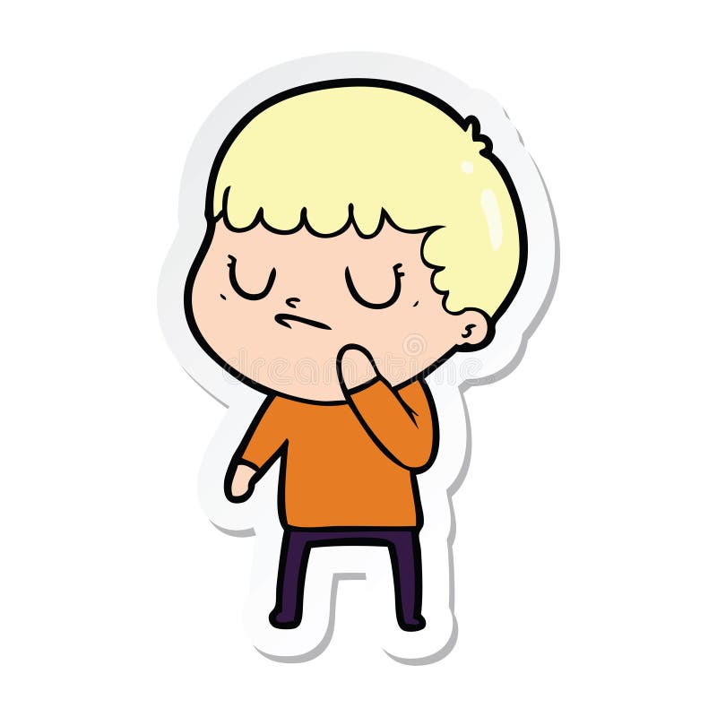 A Creative Sticker of a Cartoon Grumpy Boy Stock Vector - Illustration ...