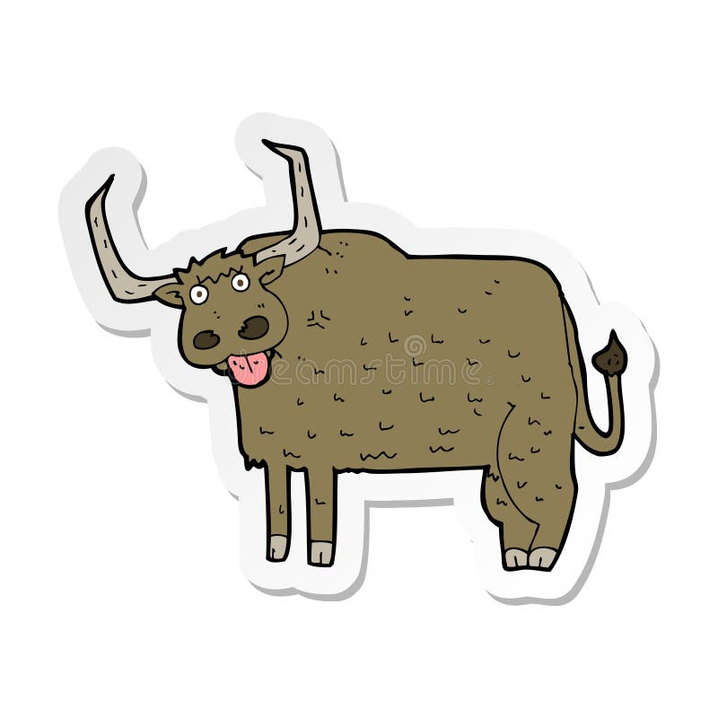 A Creative Sticker of a Cartoon Hairy Cow Stock Vector - Illustration ...