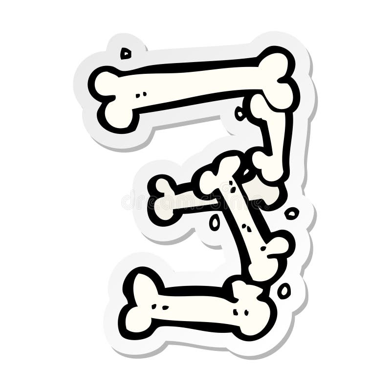 A Creative Sticker of a Cartoon Halloween Bone Number Stock Vector ...