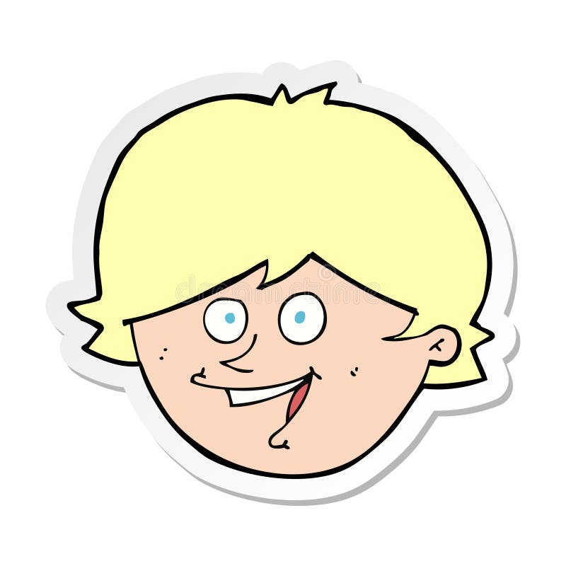 A Creative Sticker of a Cartoon Happy Boy Face Stock Vector ...