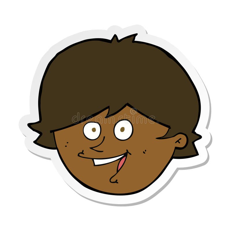 A Creative Sticker of a Cartoon Happy Boy Face Stock Vector ...