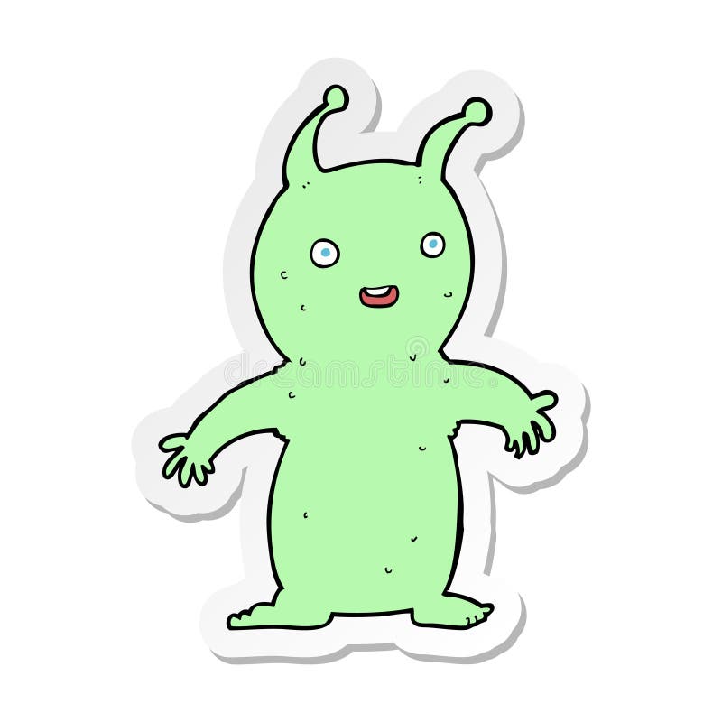 A Creative Sticker of a Cartoon Happy Little Alien Stock Vector ...