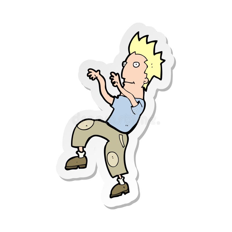 A Creative Sticker of a Cartoon Happy Man Doing Funny Dance Stock ...