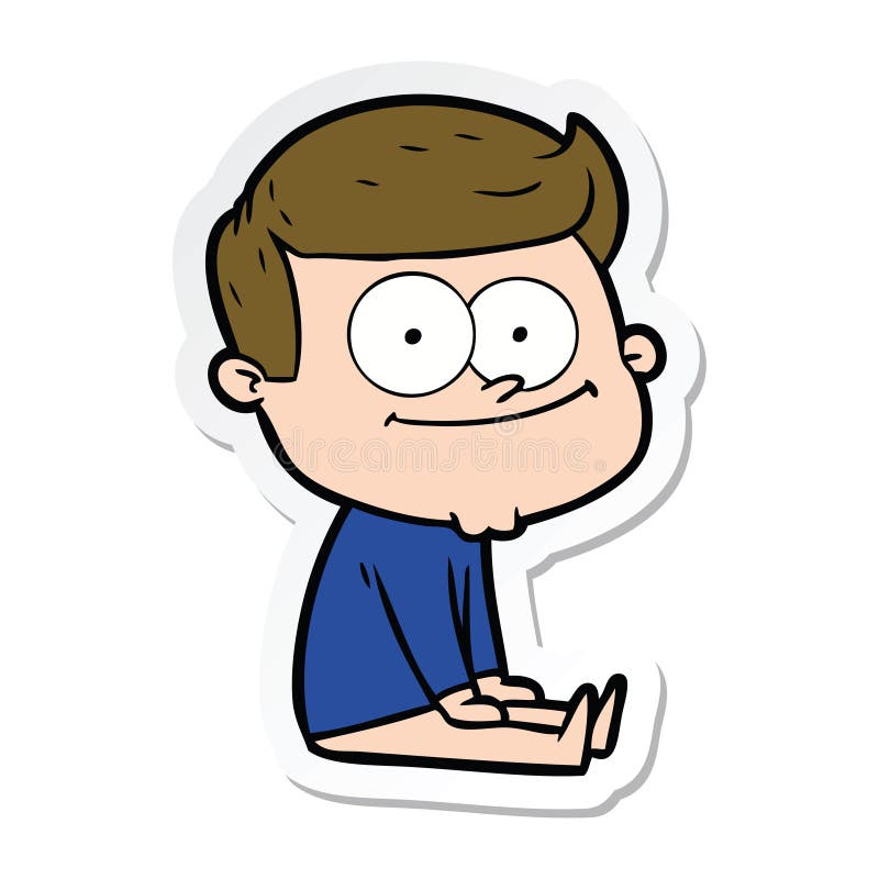 A Creative Sticker of a Cartoon Happy Man Sitting Stock Vector ...