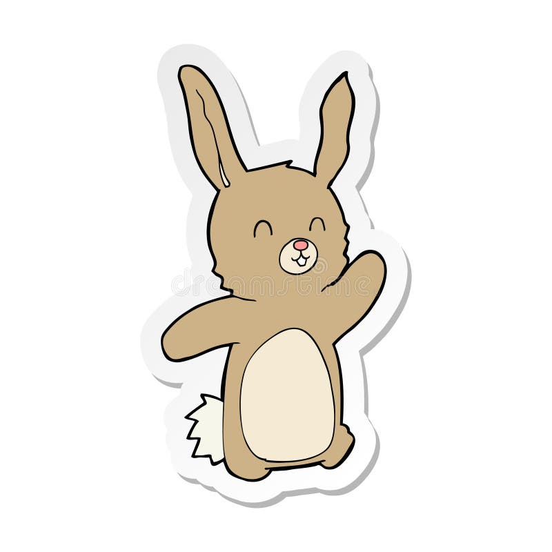 A Creative Sticker of a Cartoon Happy Rabbit Stock Vector ...