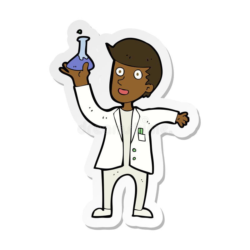 A Creative Sticker of a Cartoon Happy Scientist Stock Vector ...