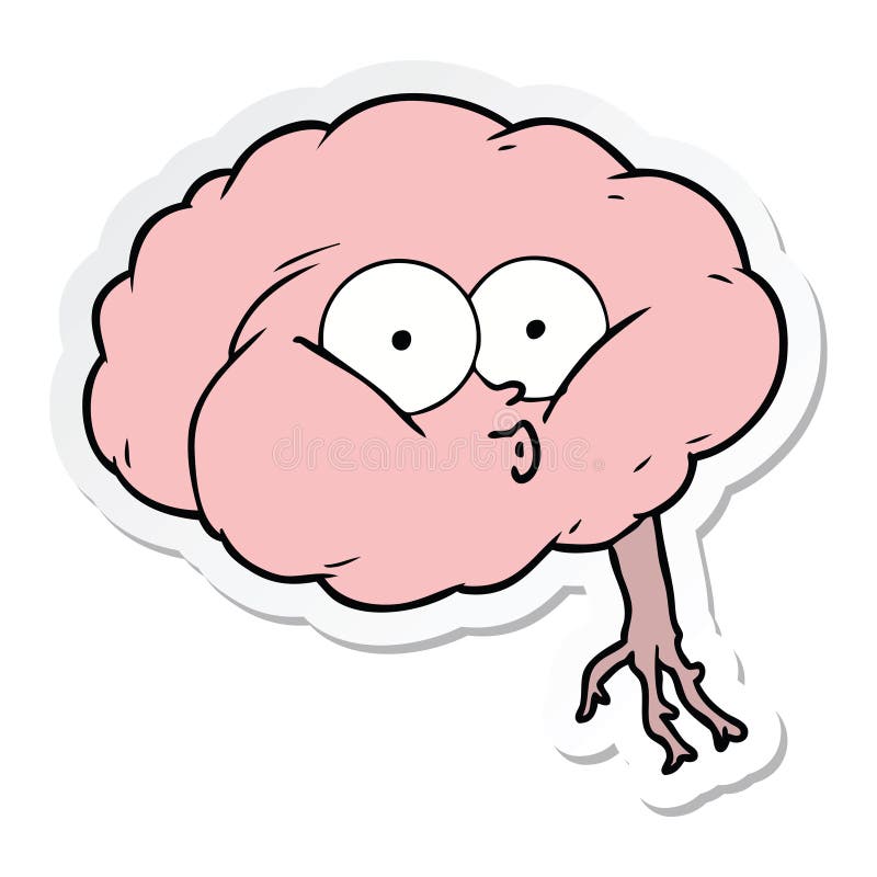 A Creative Sticker of a Cartoon Impressed Brain Stock Vector ...