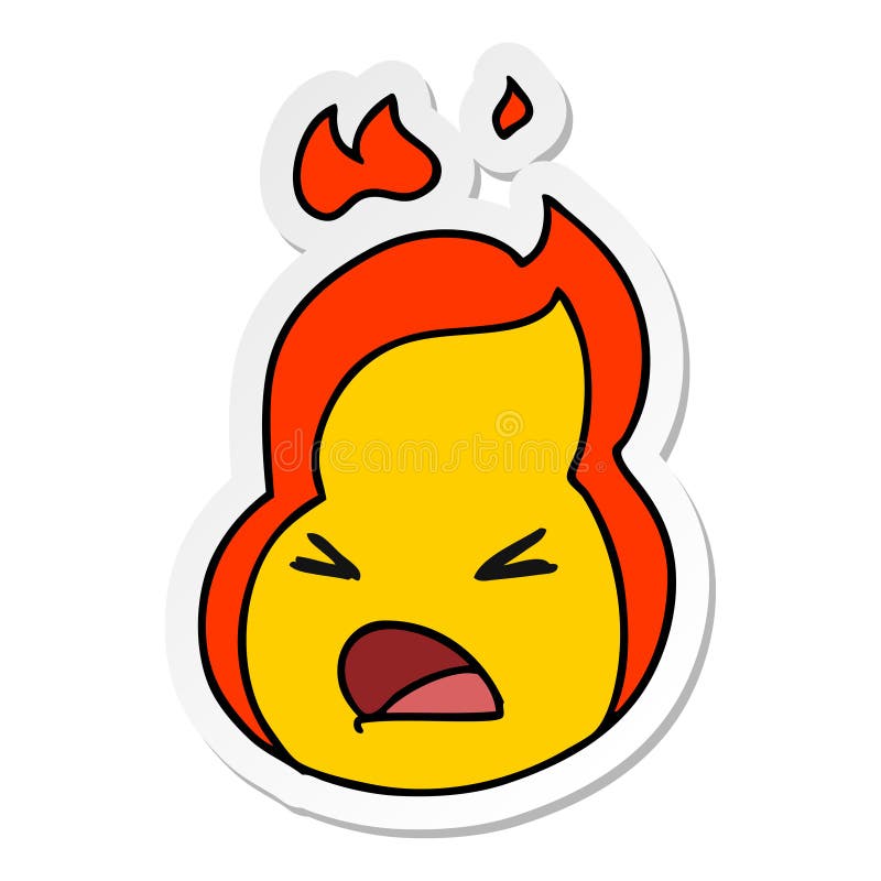 A Creative Sticker Cartoon Kawaii Cute Fire Flame Stock Vector ...