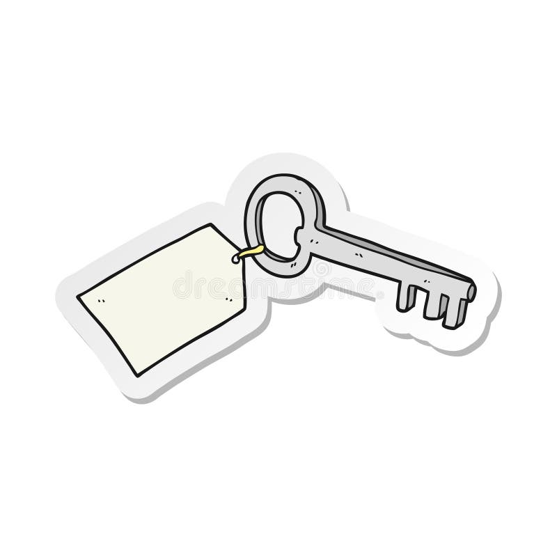 A Creative Sticker of a Cartoon Key with Tag Stock Vector ...